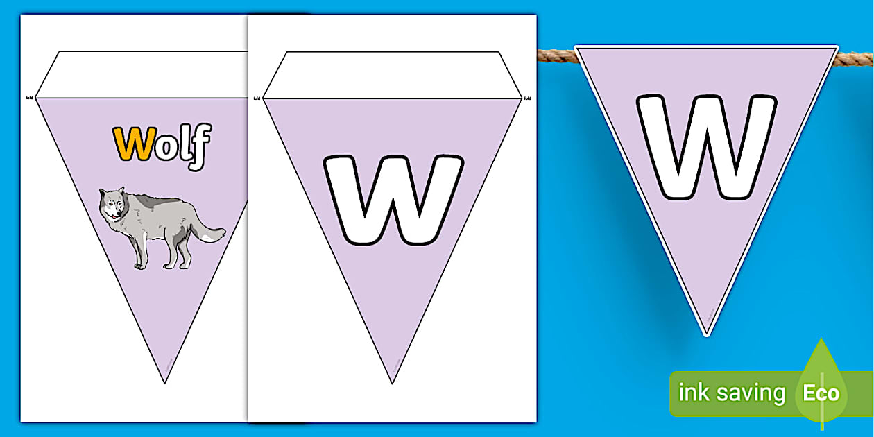 W Alphabet Pictures Bunting | Alphabet W Display Bunting