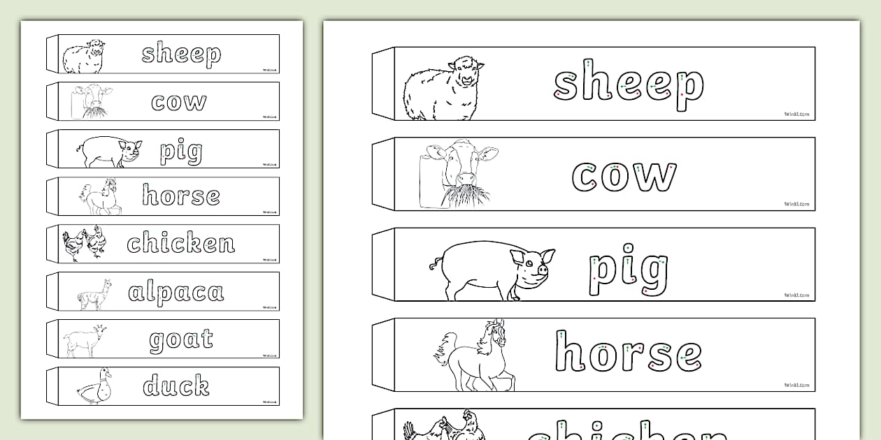 Farm Animals Handwriting Paper Chain Activity (Teacher-Made)