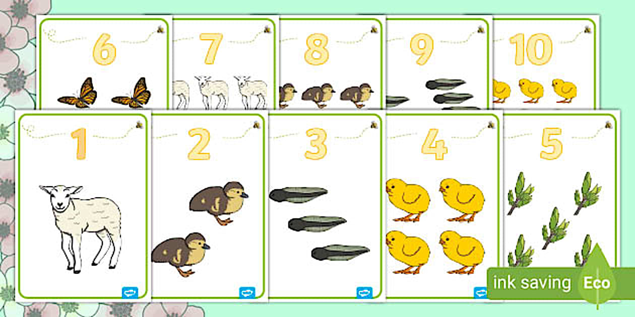 Springtime Number Posters (teacher made) - Twinkl