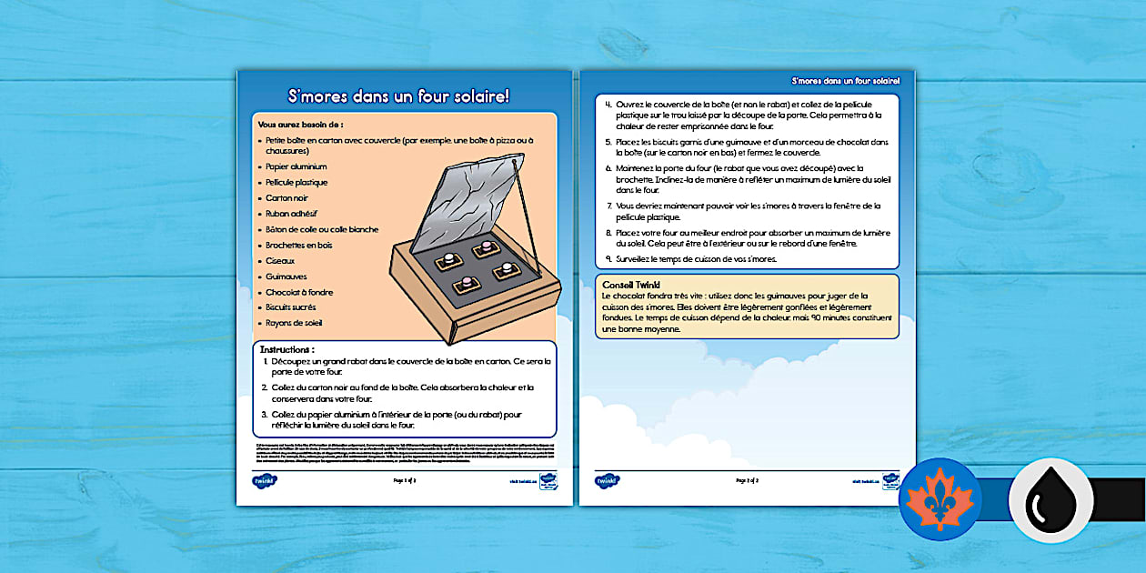 Solar Oven S'mores Activity French (l'enseignant a fait)