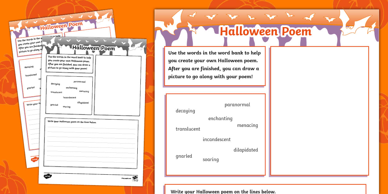 Halloween Poem Writing Template (Teacher-Made) - Twinkl