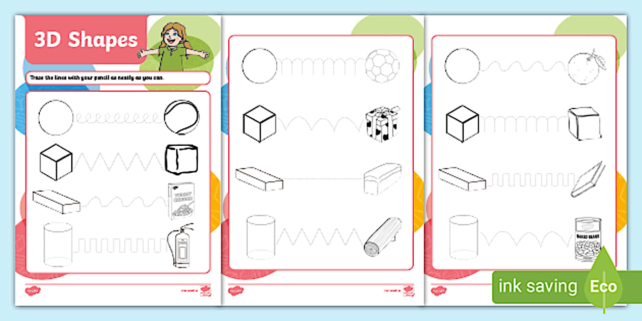 3D Shapes Pencil Control Activity (teacher made) - Twinkl