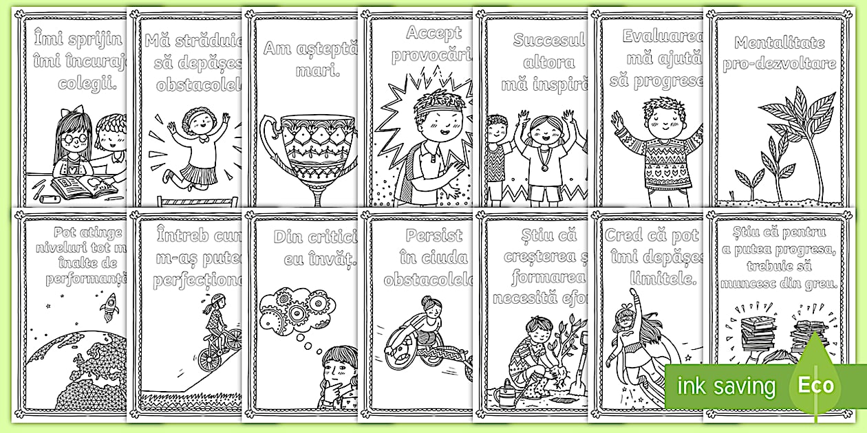 Mentalitate pro dezvoltare - Pagini de colorat mindfulness