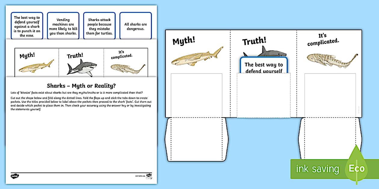 Sharks Myth or Reality? Worksheet / Worksheet - Twinkl