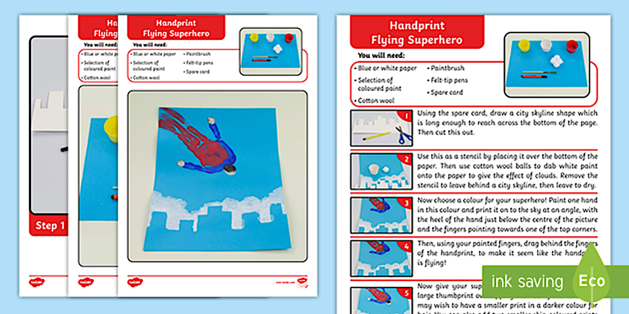 Handprint Flying Superhero Craft Instructions - Twinkl