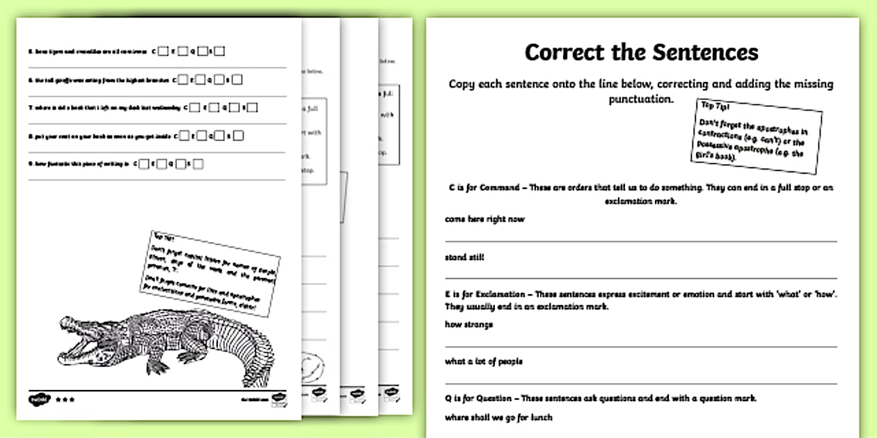 Correct the Punctuation Worksheet | Primary Resources