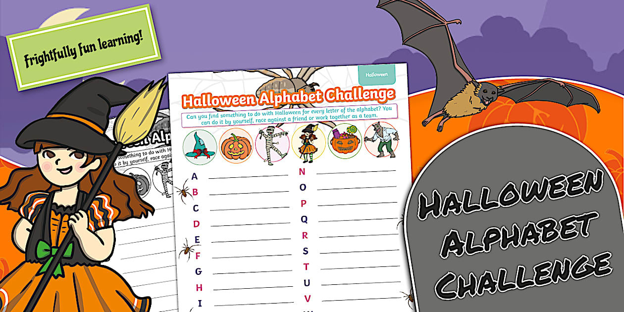 Halloween Alphabet Challenge Worksheet - Twinkl