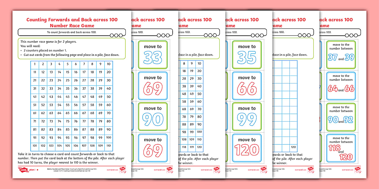 👉 Counting Forwards and Back across 100 Number Race Game