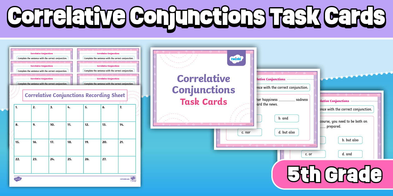 Fifth Grade Correlative Conjunctions Task Cards