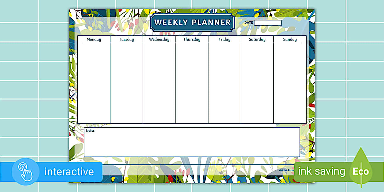 Blue Forest Weekly Planner | Twinkl Busy Bees - Twinkl