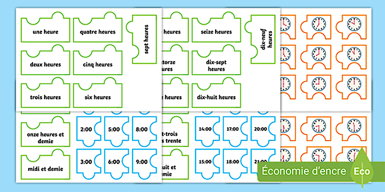 Puzzle sur les heures (teacher made) - Twinkl