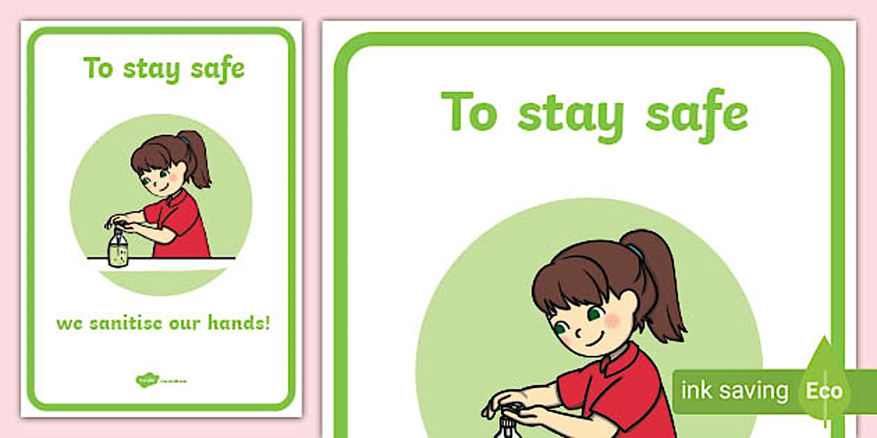 👉 Keep Safe Sanitize Hands Display Poster - - Twinkl