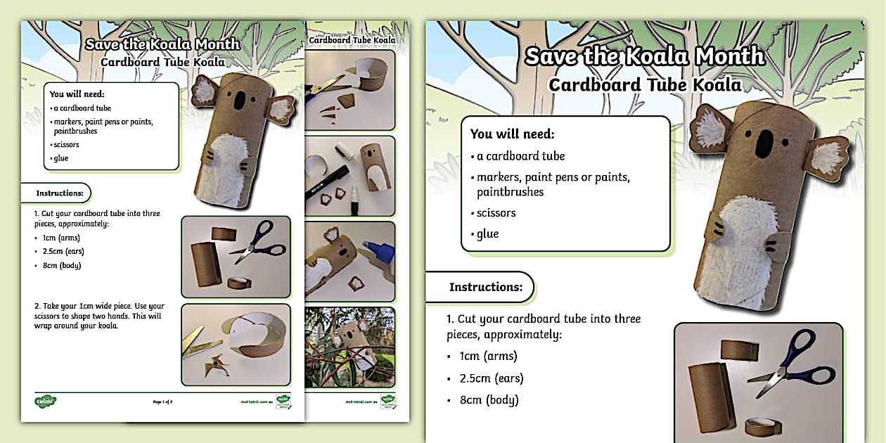 Cardboard Tube Koala (teacher made) - Twinkl