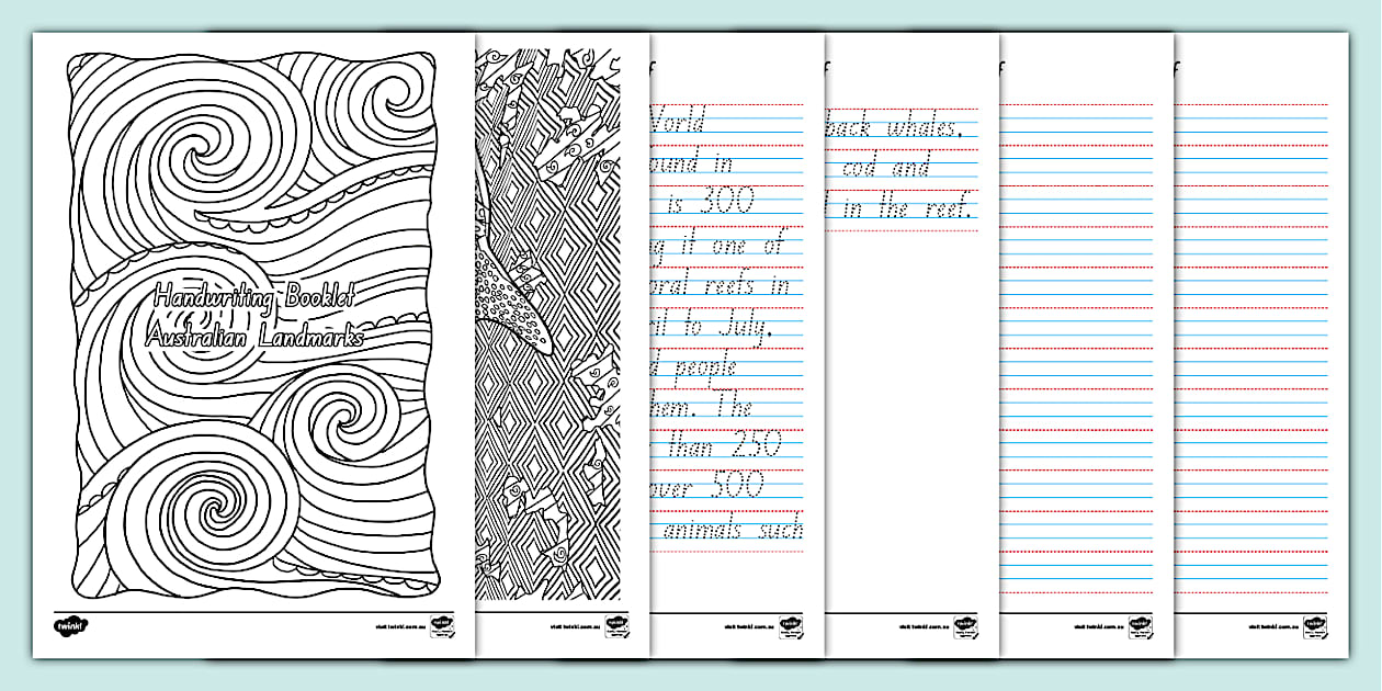 Year 3-4 Handwriting and Mindfulness Australian Landmarks Booklet