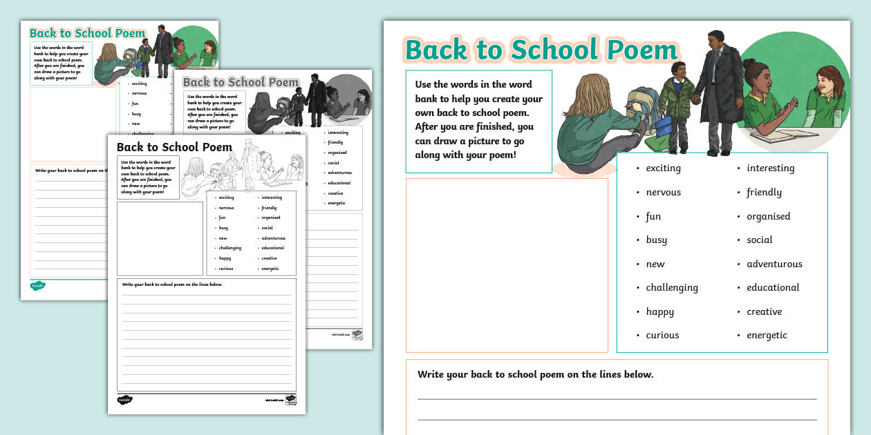 School Poem Writing Template (teacher made) - Twinkl