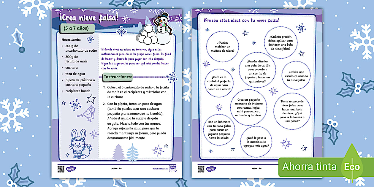 ¡Crea nieve falsa! (Hecho por educadores) - Twinkl