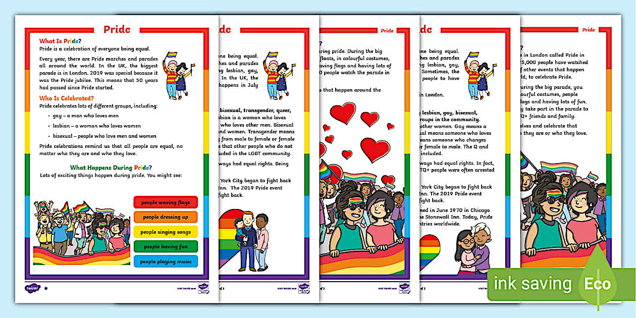 KS1 Pride Differentiated Reading Comprehension Activity