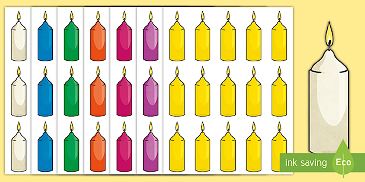Multicolored Candle Cut-Outs (teacher made) - Twinkl