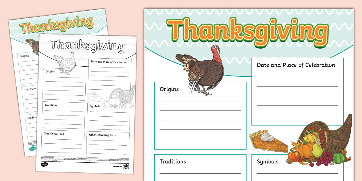 Thanksgiving Fact File Template (teacher made) - Twinkl