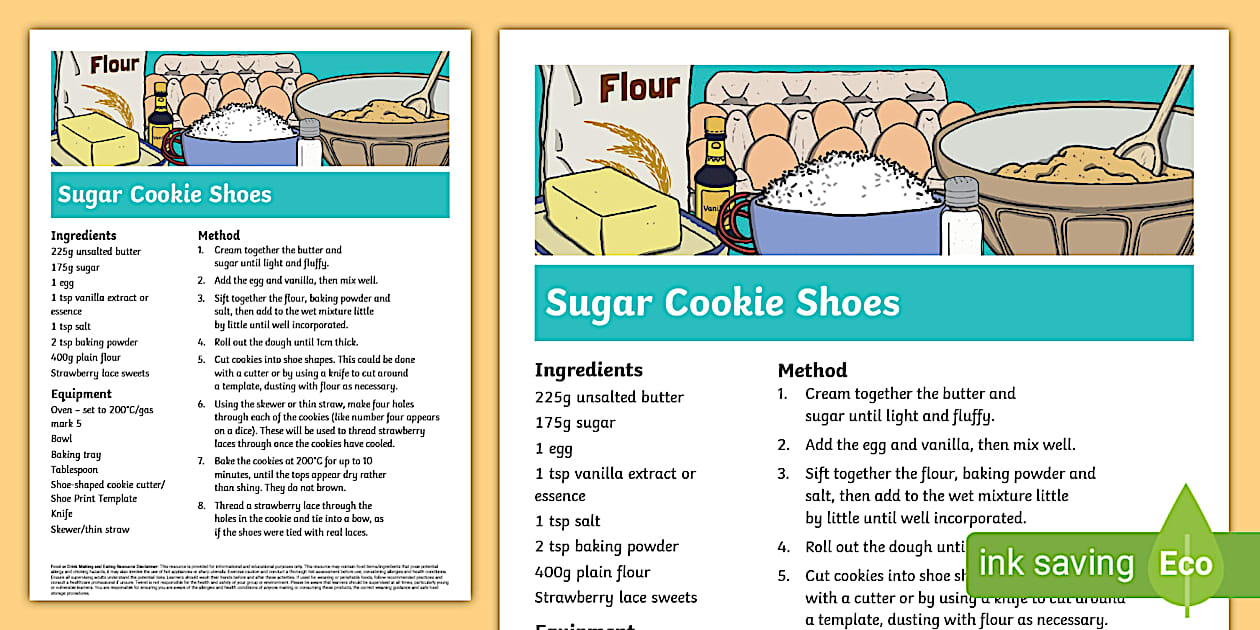 Sugar Cookie Shoe Recipe (teacher made) - Twinkl