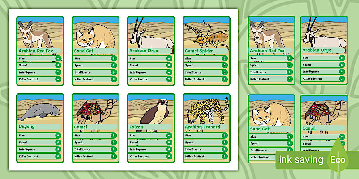 UAE Animals Top Trumps Cards