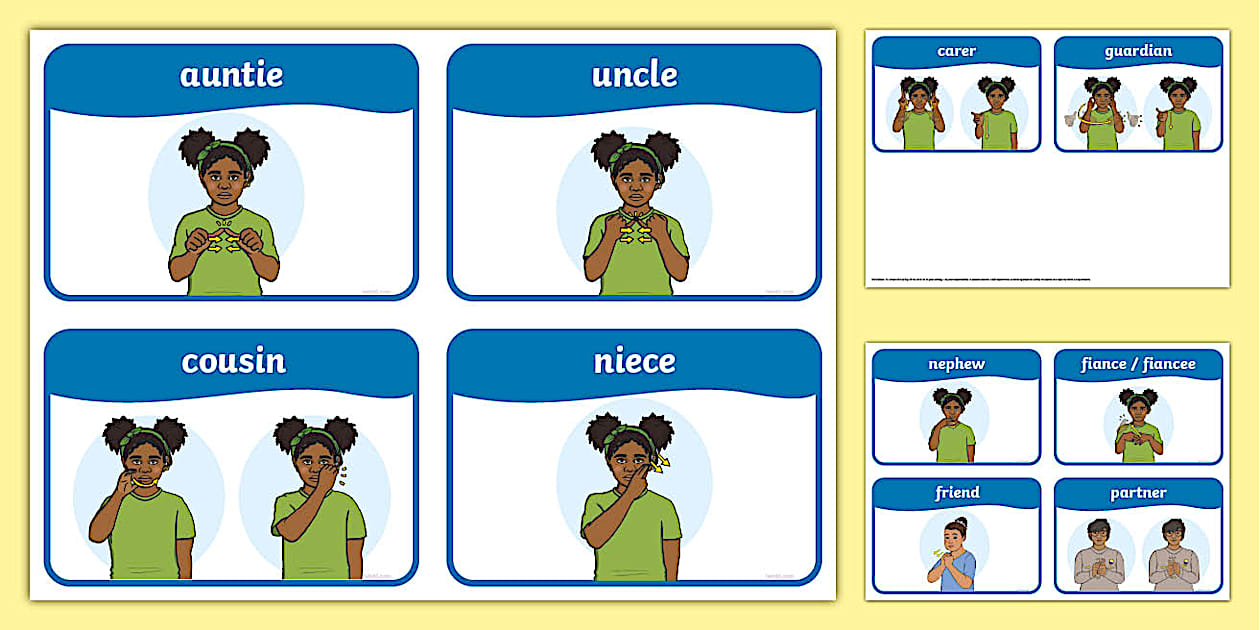 Auslan Extended Family Word Cards (teacher made) - Twinkl