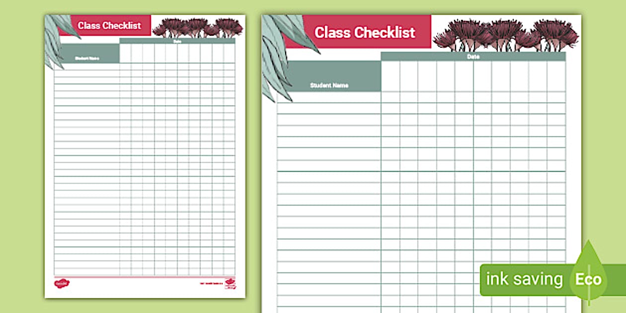 Eucalyptus Class Checklist (creat de profesori) - Twinkl