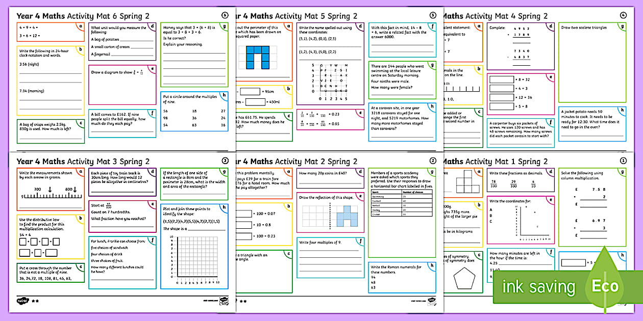 Year 4 Spring 2 Maths Activity Mats (teacher made) - Twinkl