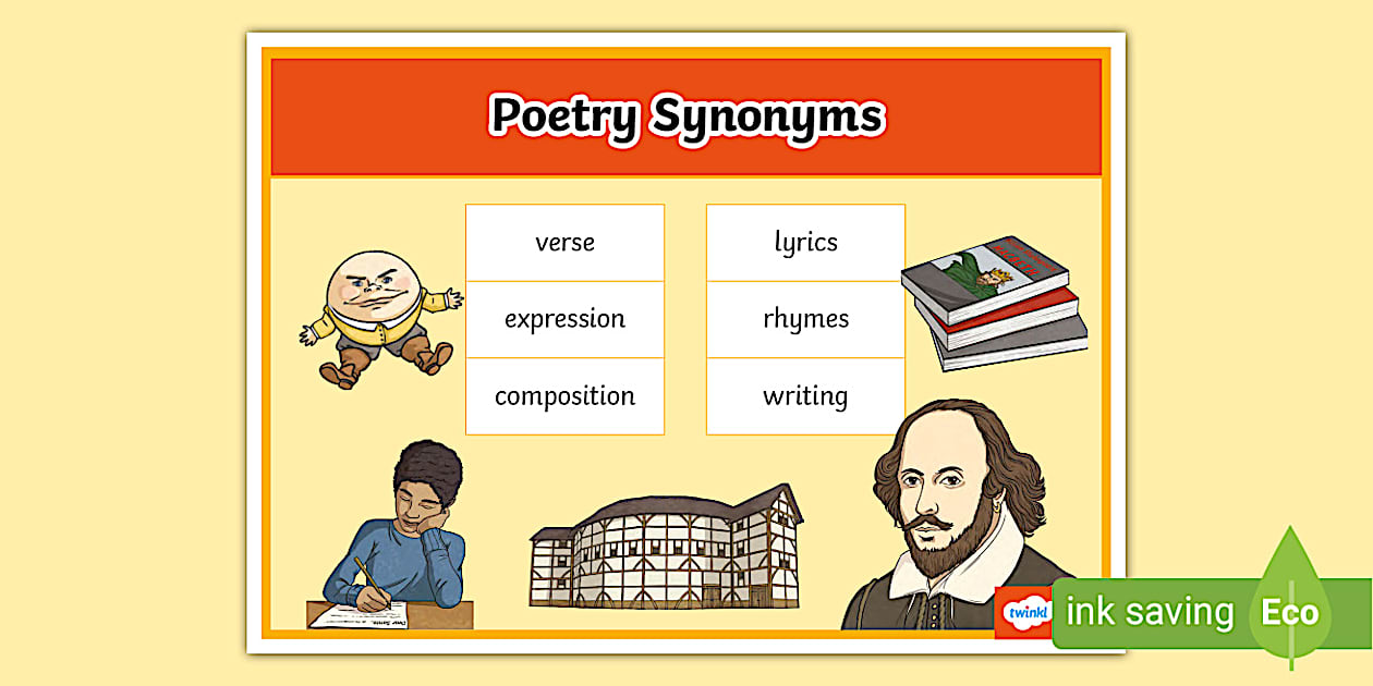 Poetry Synonyms Word Mat (teacher made) - Twinkl