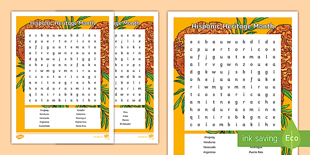 Hispanic Heritage Month Word Search | Printable