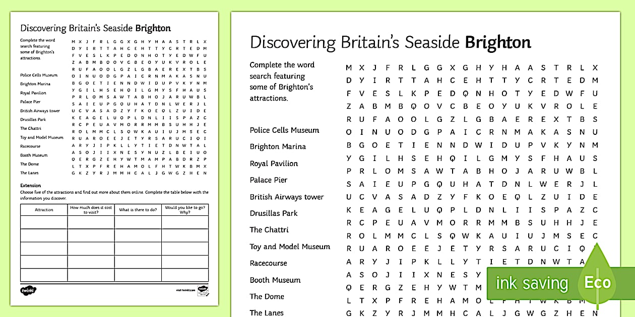 Britain's Seaside: Brighton Word Search - Twinkl