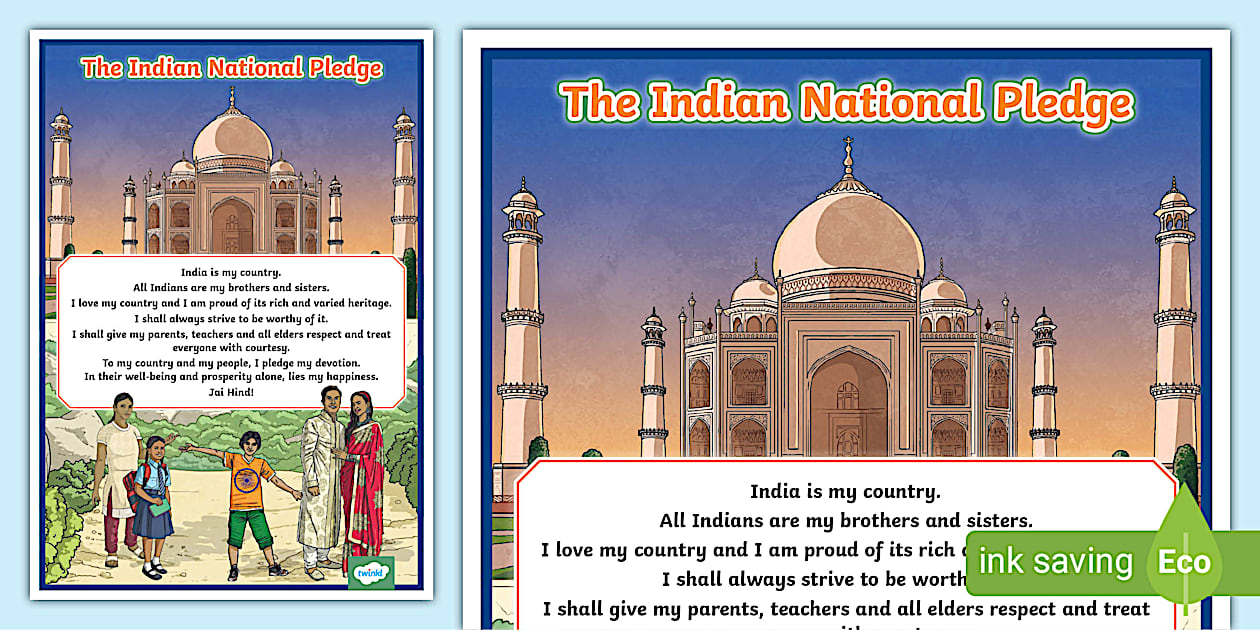 FREE! - *New Resource* The Indian National Pledge - Twinkl