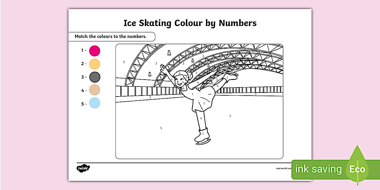 Ice Skating Colour-by-Number Worksheet | Twinkl KS1 - Twinkl
