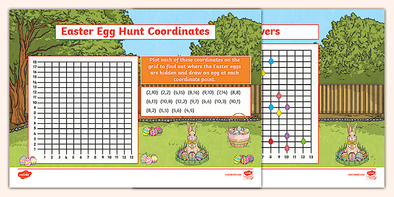 Easter Egg Hunt Coordinates Activity Sheet - Twinkl