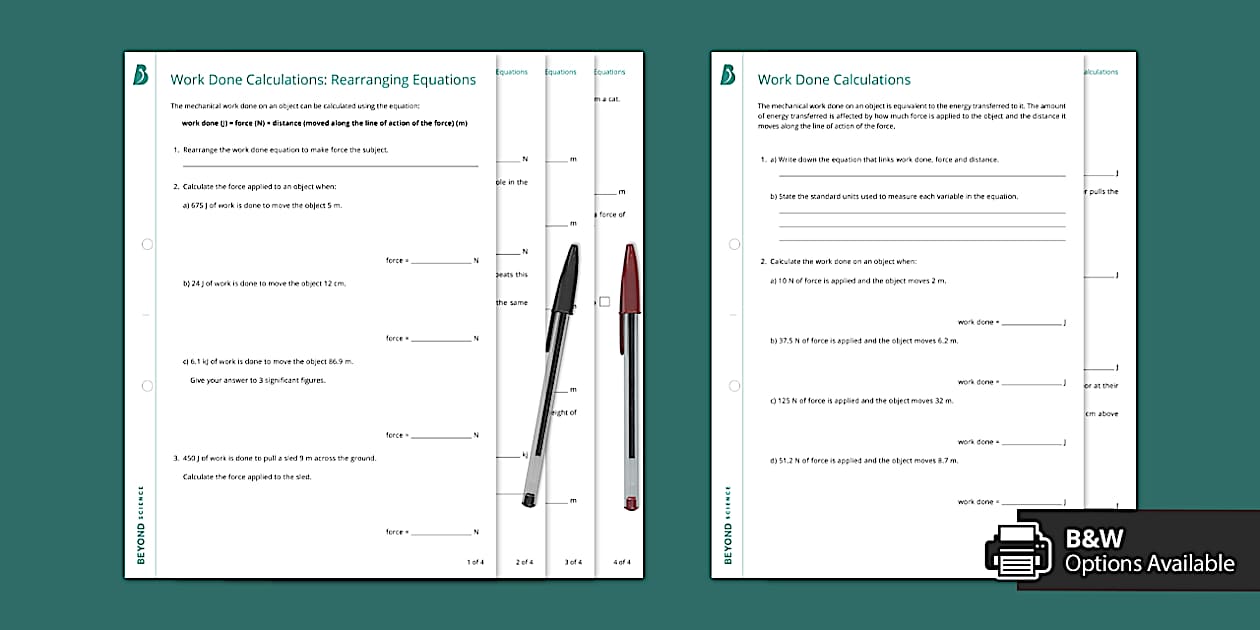 Work Done Calculations | KS4 Physics | Beyond - Twinkl