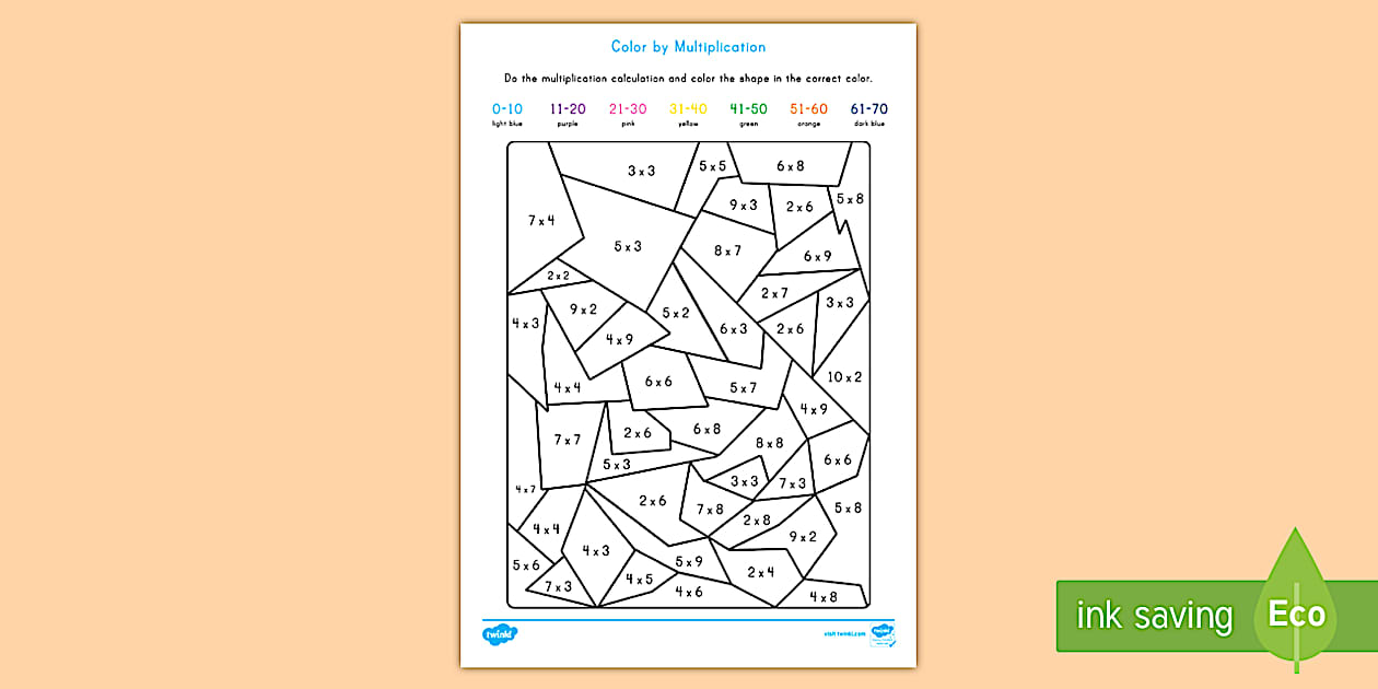 Multiplication Coloring Worksheet | Math Teaching Resources