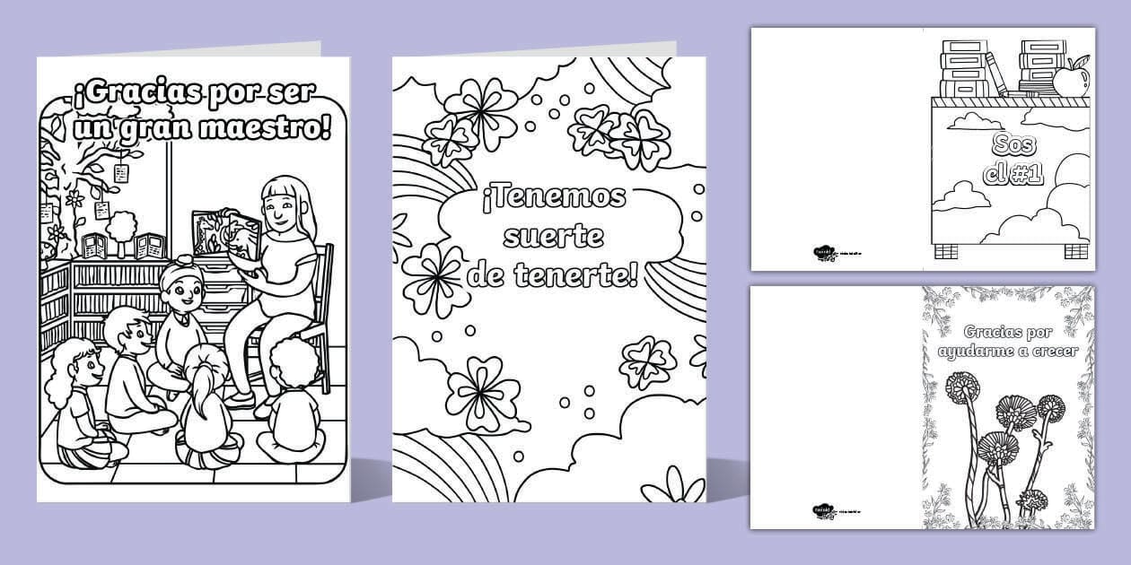 Tarjetas: Feliz Día del Maestro (Teacher-Made) - Twinkl