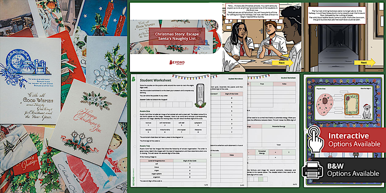 Christmas Escape Room: Year 8 Science (teacher made)