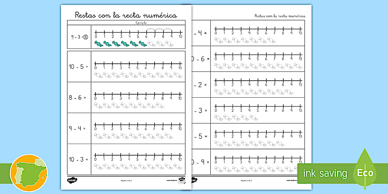Ficha de actividad: Restas desde 10 con la recta numérica