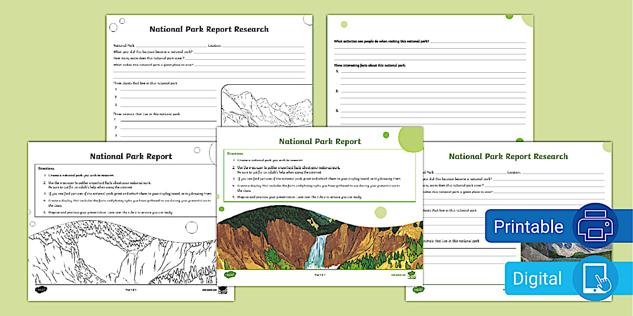 National Park Research Project | Printables | Twinkl USA