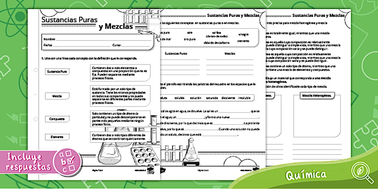 Guía de Trabajo | Sustancias Puras | Mezclas | ciencias | 7º