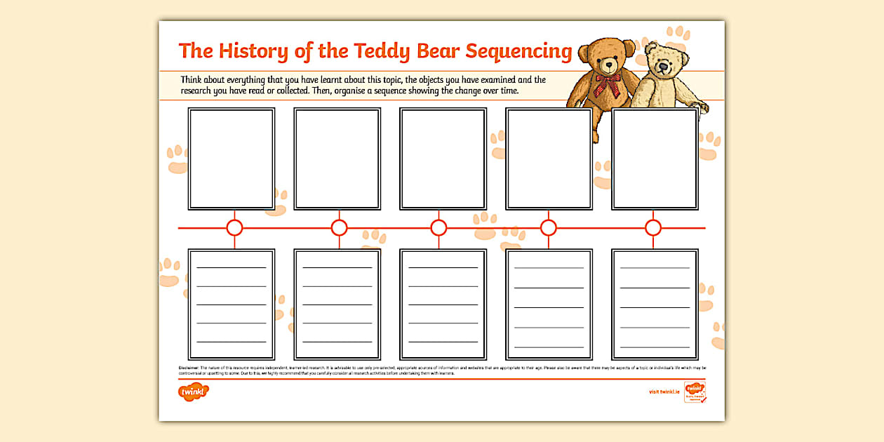 The History of the Teddy Bear Sequencing Worksheet - Twinkl