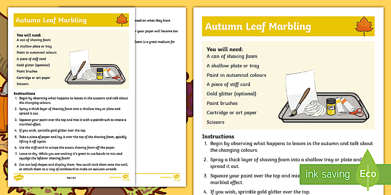 Autumn Leaf Marbling Worksheet / Worksheet (teacher made)
