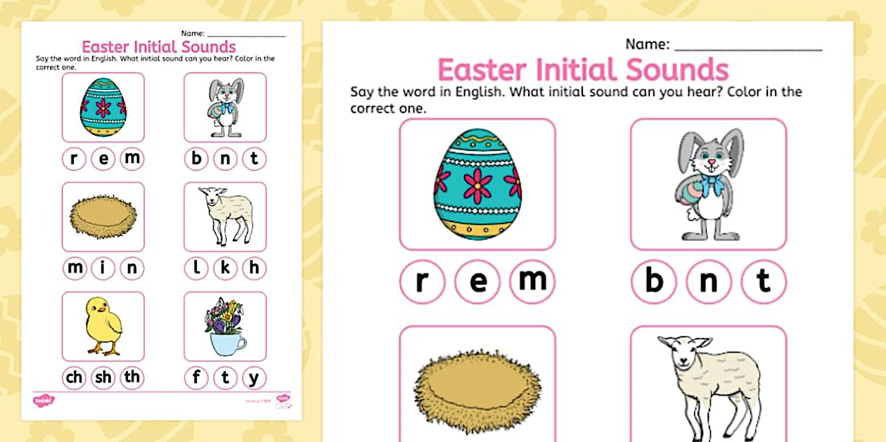 イースターフォニックス 頭文字 ワークシート Easter Initial Sounds Phonics Activity Worksheet