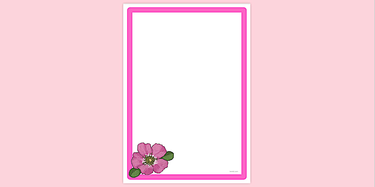 Simple Blank Wild Rose Page Border | Page Borders | Twinkl