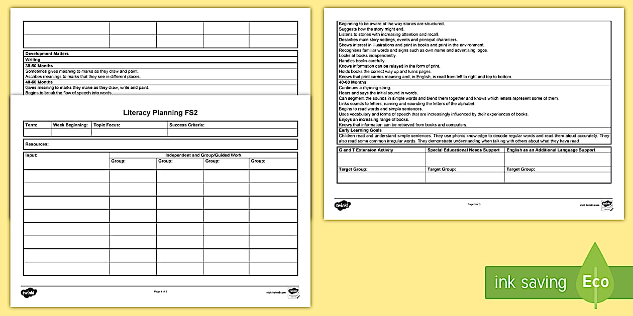 UAE EY Weekly Literacy Planning Template (teacher made)