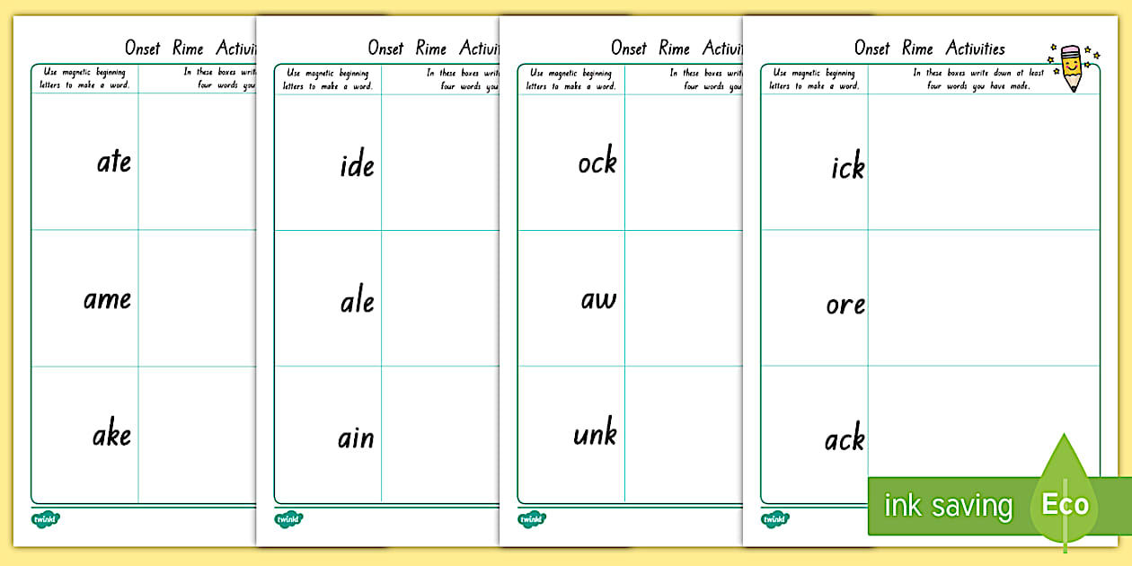 Creating Onset and Rime Words Activity - Twinkl