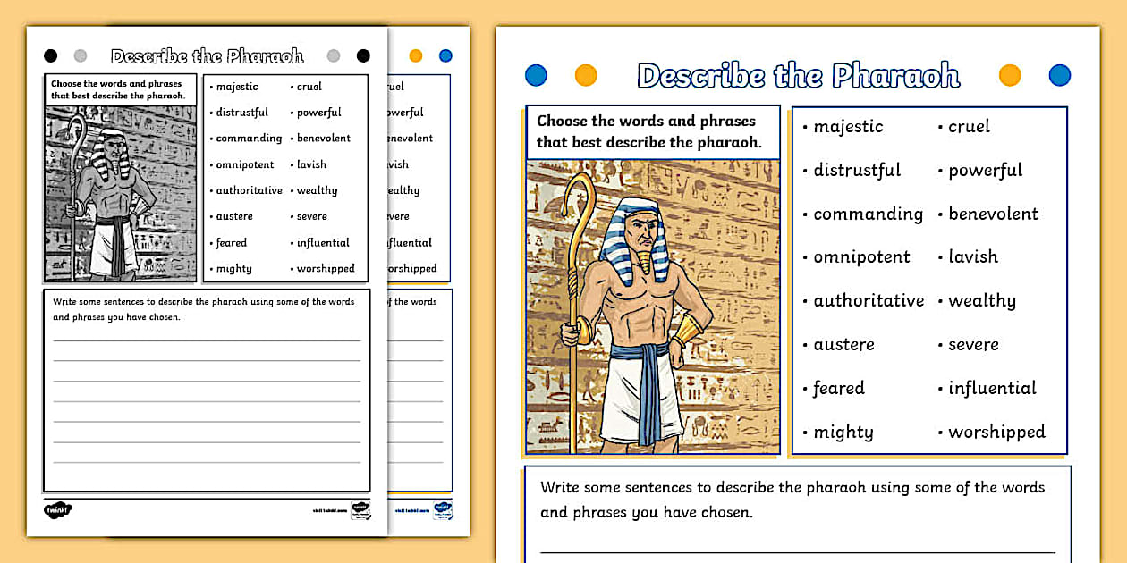 Describe the Pharaoh Worksheet (teacher made) - Twinkl