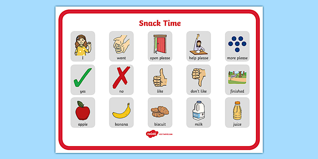 Children Snack Time Communication Board - SEND Resources