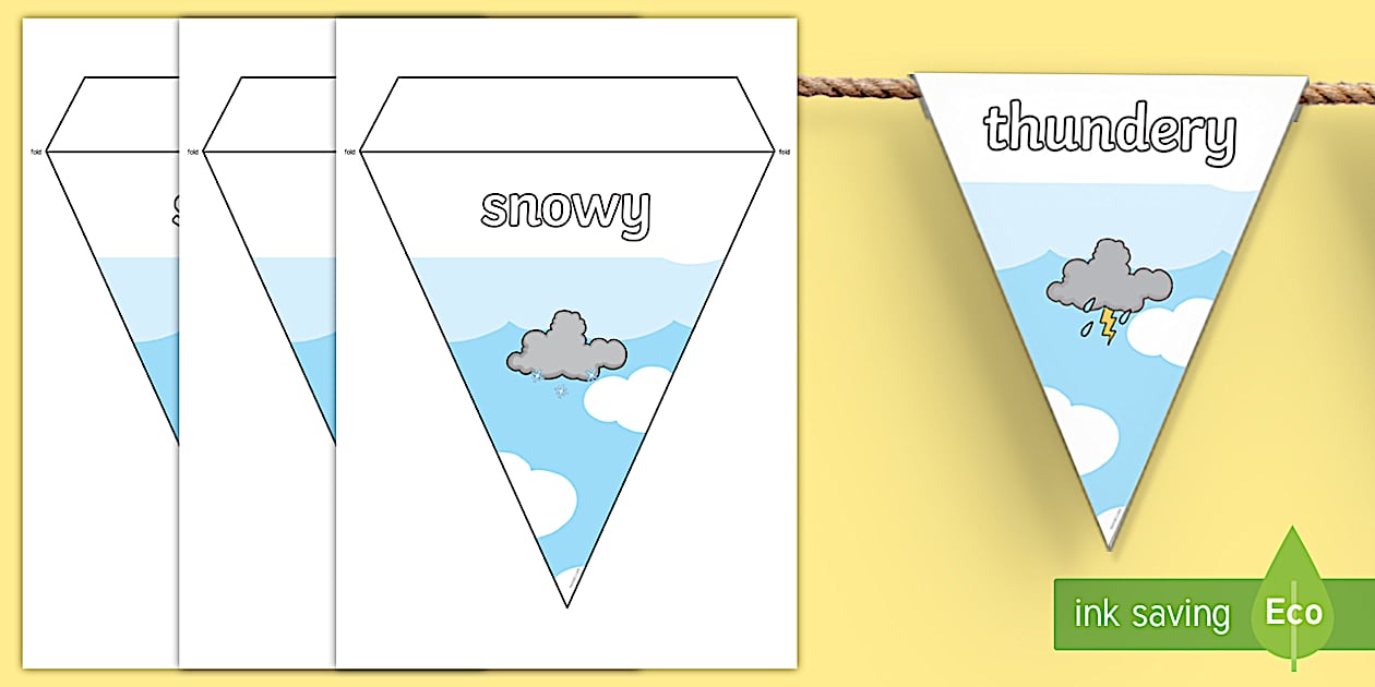 Editable Weather Symbols and Names Display Bunting - Twinkl